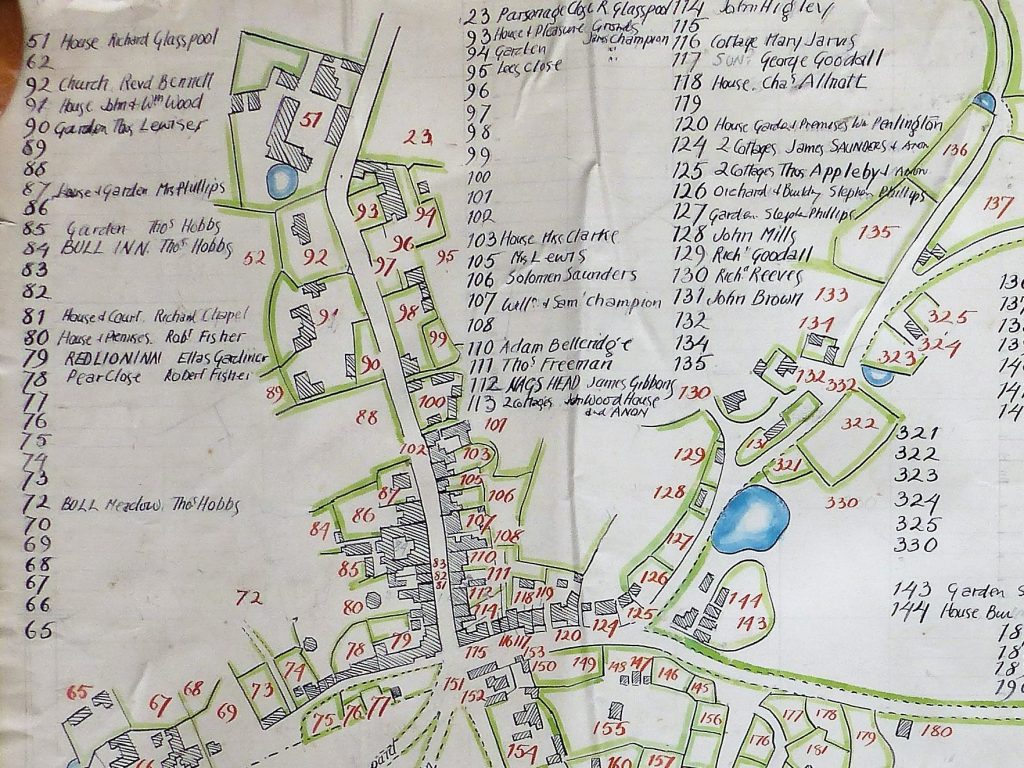 1842 Map of Nettlebed which names the residents – Nettlebed