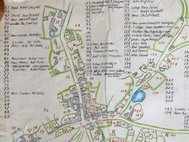 1842 Map of Nettlebed which names the residents – Nettlebed